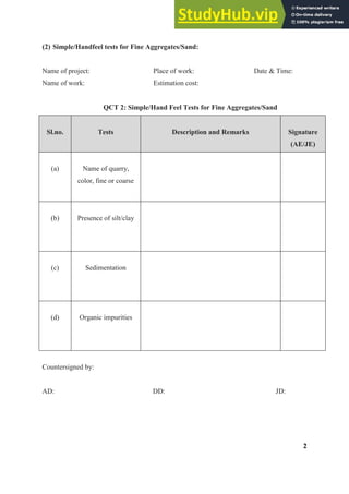 02 QUALITY CONTROL TEST REPORTS FORMATS | PDF