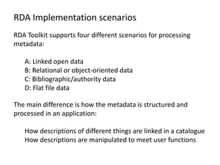 RDA methods, scenarios, tools - Gordon Dunsire | PPTX | Databases | Computer Software and ...
