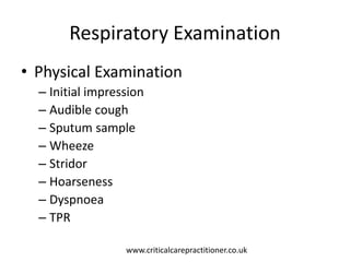 Structured examination of the Respiratory System | PPTX | Lung and ...