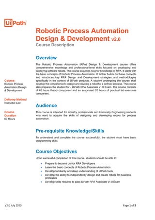 RPA Design and Development ( RPADD ) v2.0 | PDF