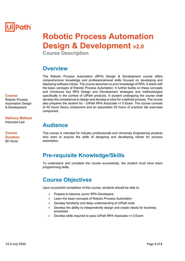 RPA Design and Development ( RPADD ) v2.0 | PDF
