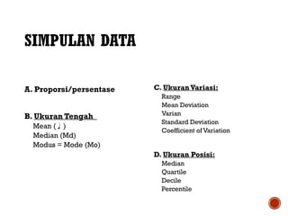 Simpulan Data FKM S2 UI 2024 Biostatisti | PPT