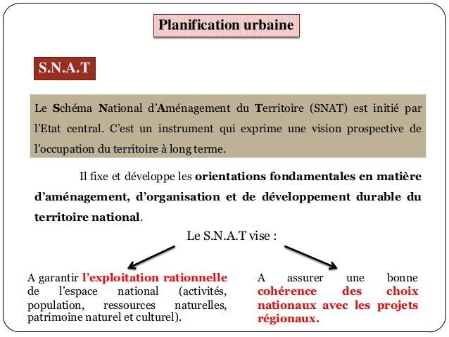 Planification urbaine SNAT et SRAT