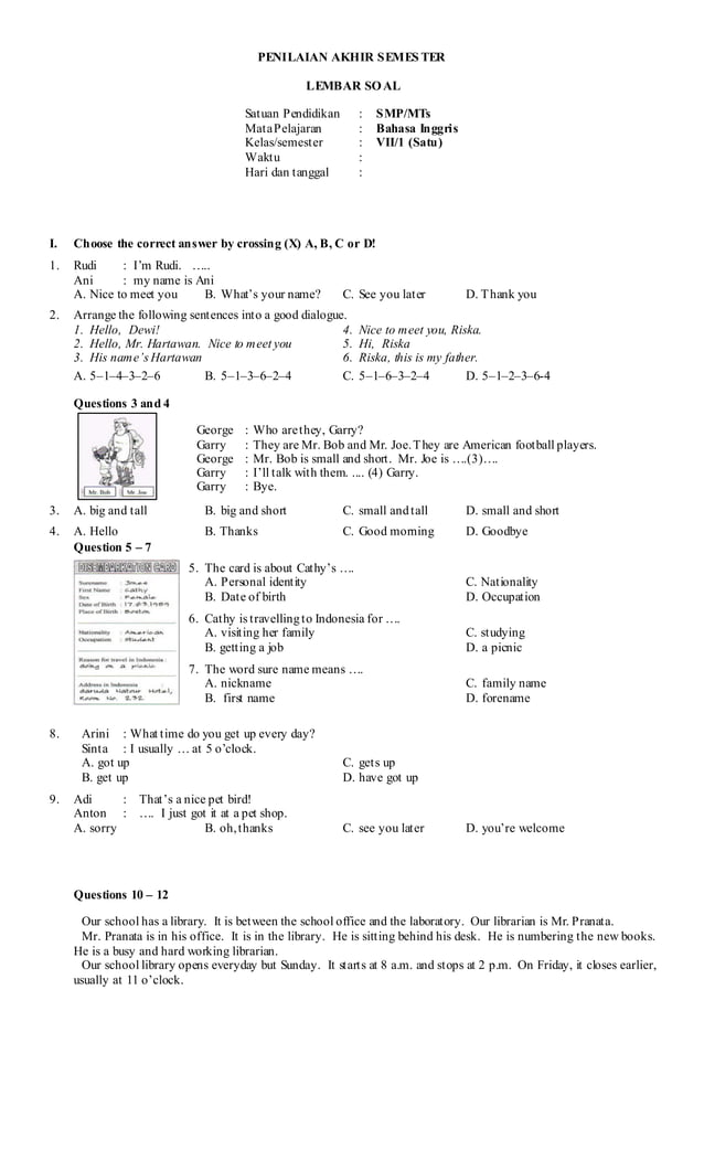 02 soal bhs inggris kls 7 | PDF