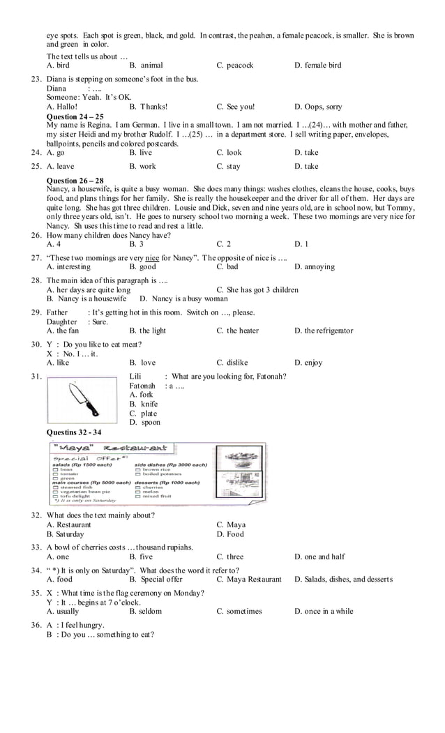 02 soal bhs inggris kls 7 | PDF