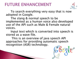 02 state of the art speech technology using java speech api@egsp 25.08.2011
