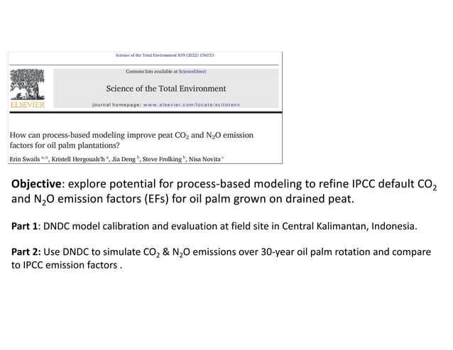 Modeling peat CO2 & N2O emission factors for oil palm plantations | PDF