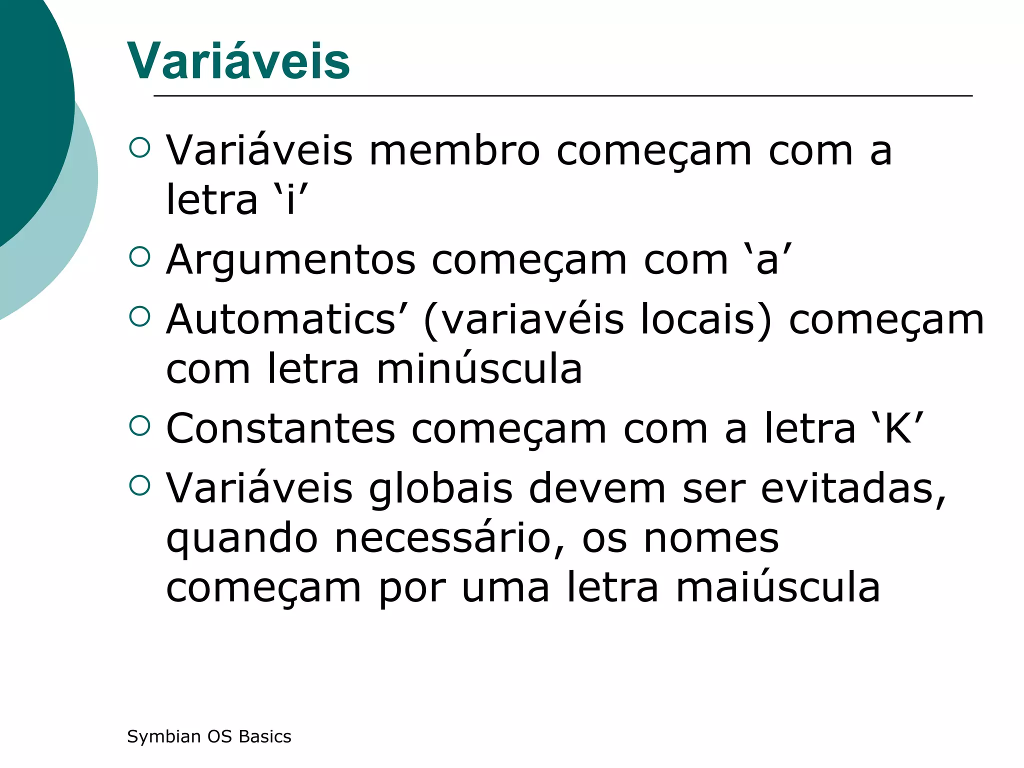 02 Symbian Os Basics Tipos De Dados | PPT | Programming Languages | Computing