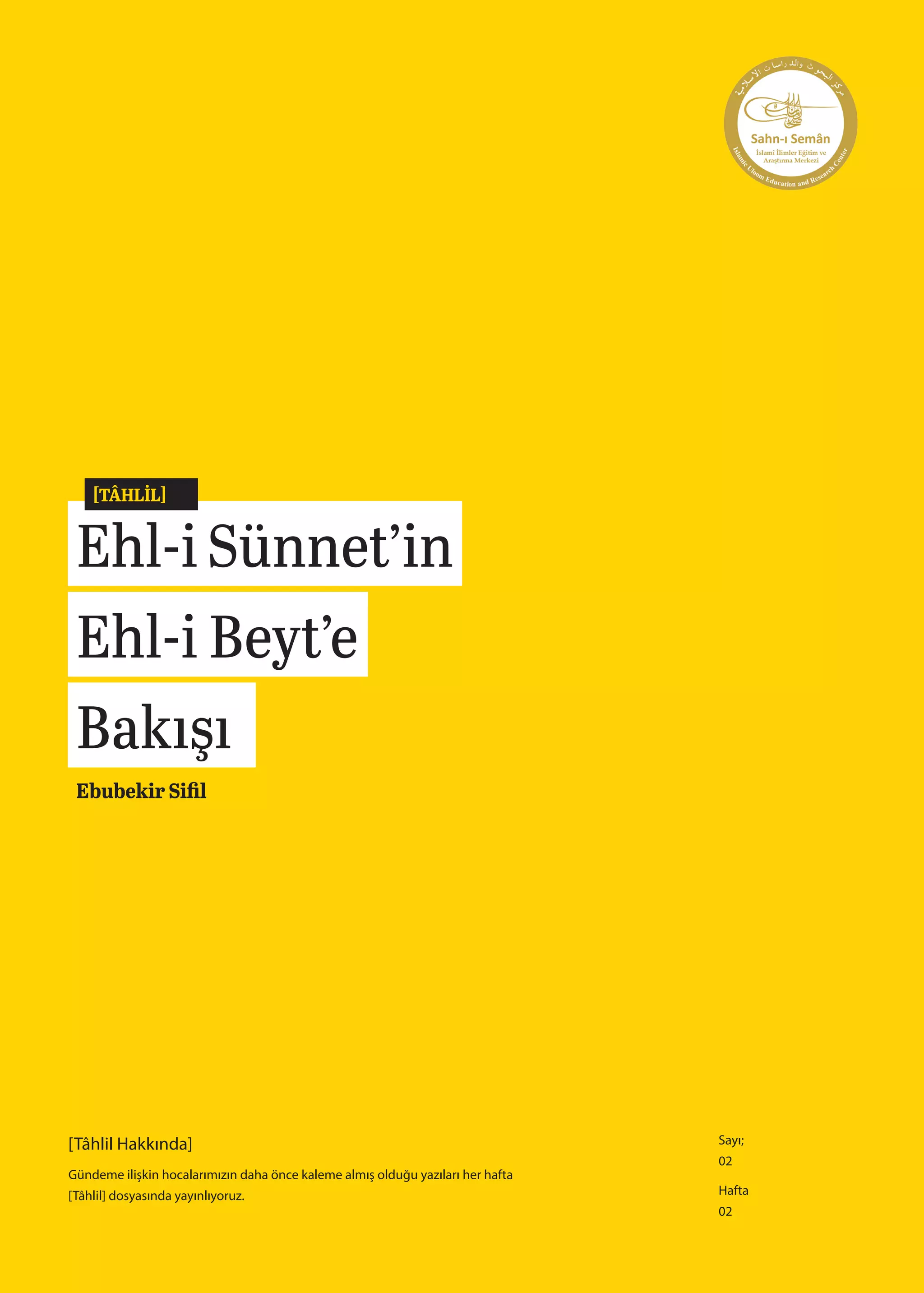 [Tâhlil] - Ebubekir Sifil - Ehl-i Sünnet'in Ehl-i Beyt'e Bakışı | PDF