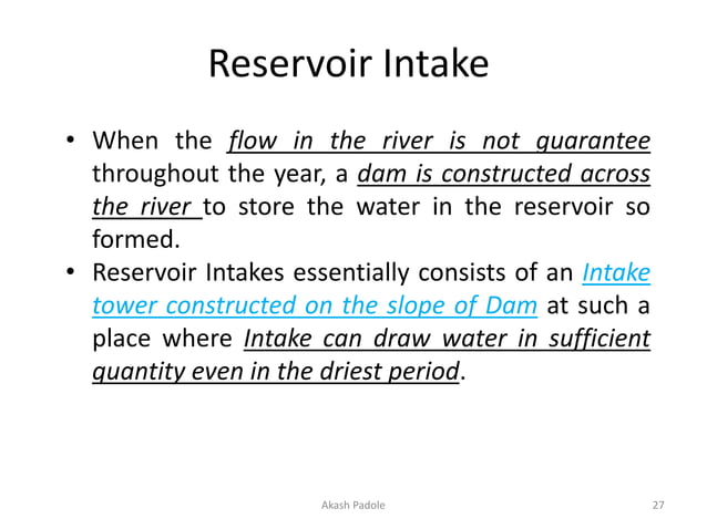 02 Types of Intake Structures | PPTX | Chemistry | Science