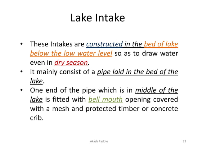 02 Types of Intake Structures | PPTX | Chemistry | Science