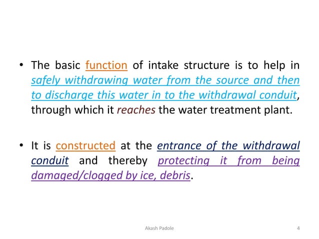 02 Types of Intake Structures | PPTX | Chemistry | Science