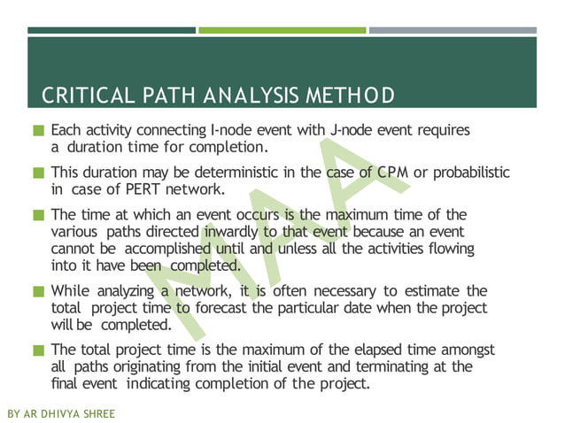 Critical Path Methods - Unit 2 With Problems | PPT