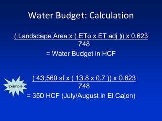 Useful Tools For Water Conservation:Water Budgets - Helix | PPT
