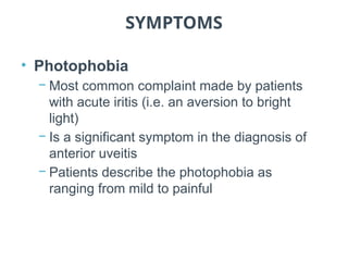 common eye disorder : uveitis ppt (infamation of uvea) | PPTX