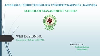A PPT on Creation of Tables in HTML, WEB Designing | PPT