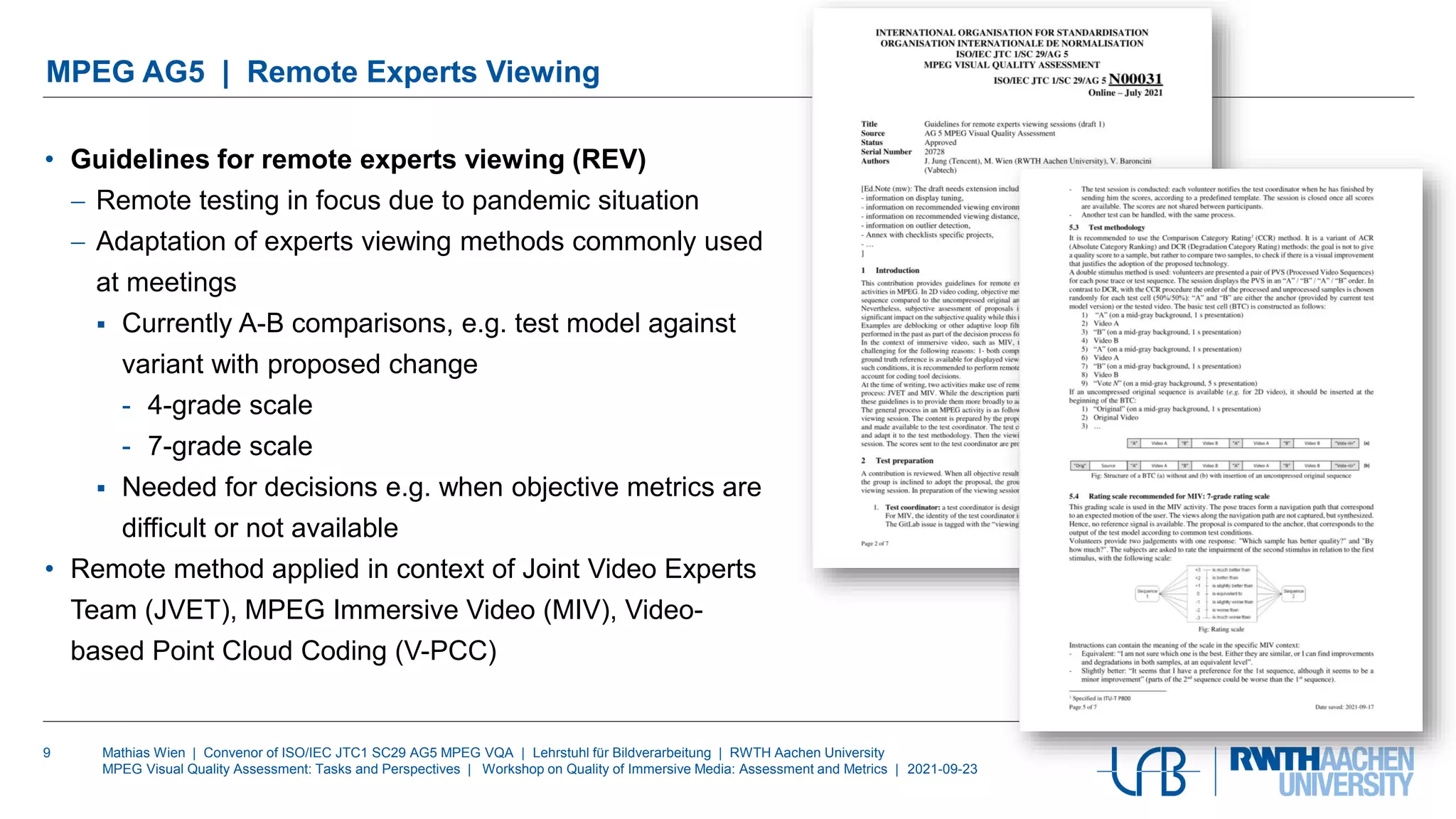 MPEG Visual Quality Assessment: Tasks and Perspectives | PDF