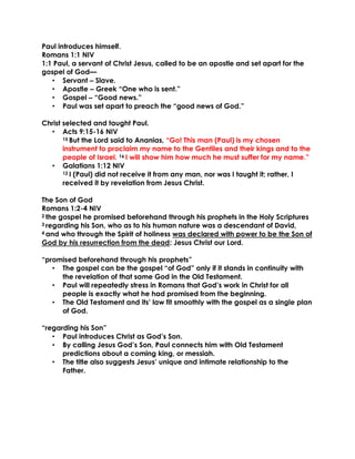 03-01-20, Romans 1-17, Compelled, Intro to Romans | PDF