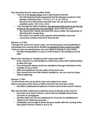 03-01-20, Romans 1-17, Compelled, Intro to Romans | PDF
