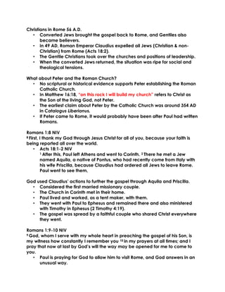 03-01-20, Romans 1-17, Compelled, Intro to Romans | PDF