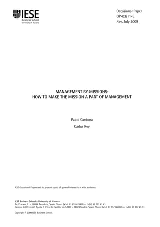 Management by Missions: how to make the mission a part of management ...
