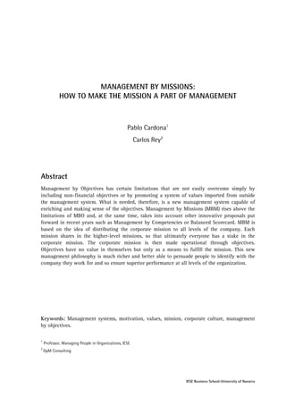 Management by Missions: how to make the mission a part of management ...