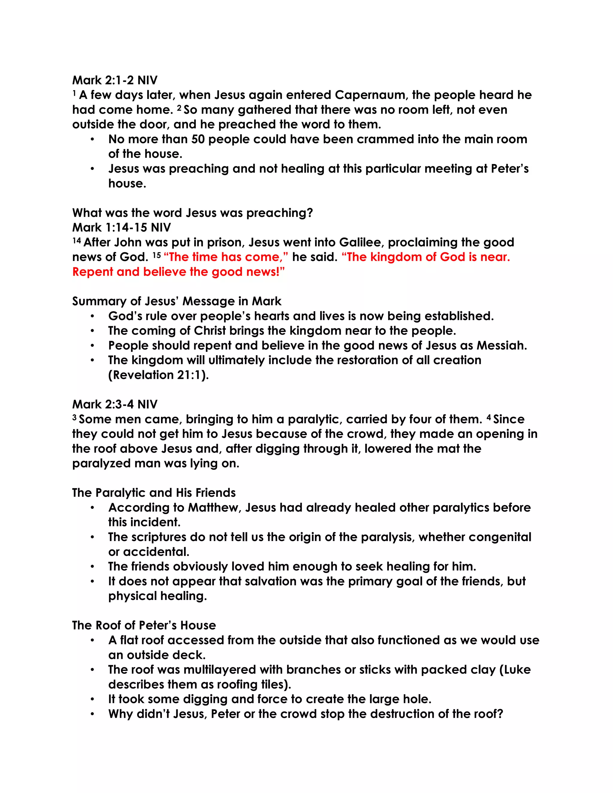 03-10-19, Mark 2;1-12, Forgives, Jesus Heals A Paralytic | PDF