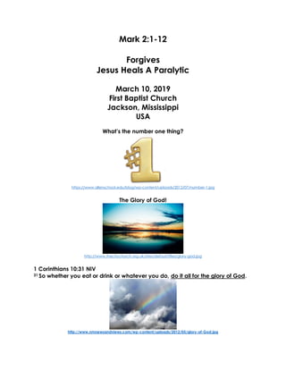 03-10-19, Mark 2;1-12, Forgives, Jesus Heals A Paralytic | PDF