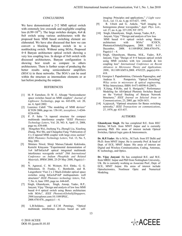 Multimode Interference Mmi Coupler Based All Optical Switch Design Applications