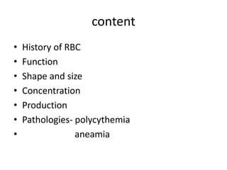 pathophysiology of rbc ( red blood cells) | PPTX