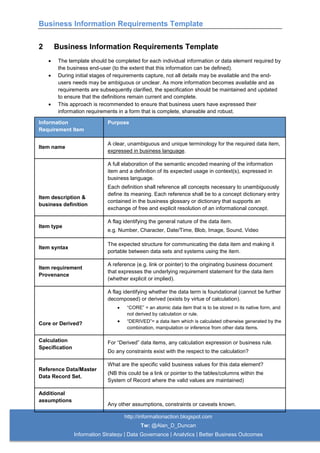 03. Business Information Requirements Template | PDF