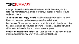 CAMBRIDGE AS GEOGRAPHY REVISION: SETTLEMENTS - 6.3 THE CHANGING ...