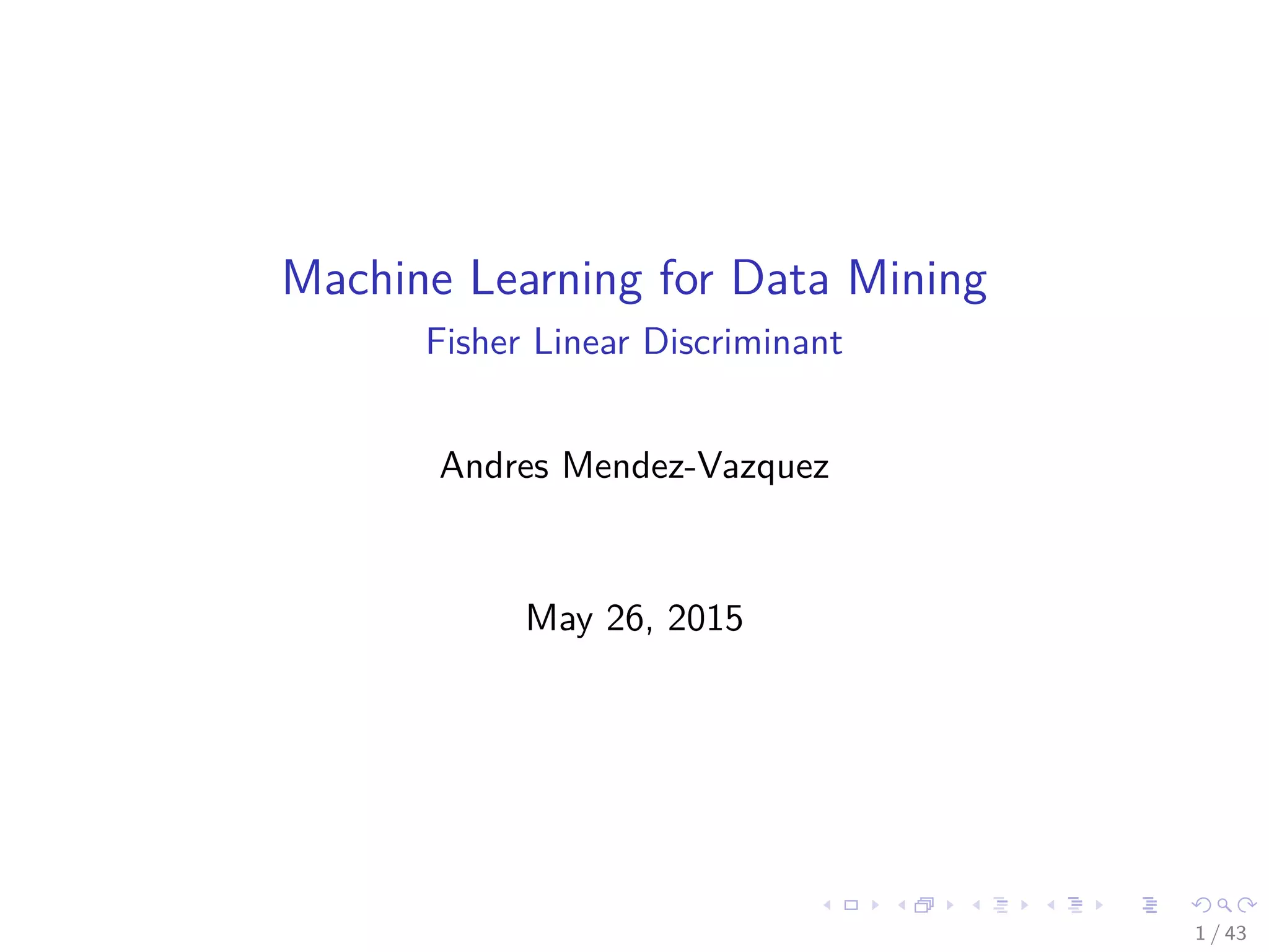 05 Machine Learning - Supervised Fisher Classifier | PPT