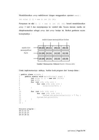 03.33 JAVA SE_multidimensional arays | DOCX
