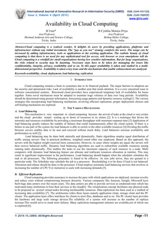 Availability in Cloud Computing | PDF