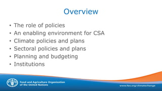 Creating an enabling environment for CSA implementation | PPT