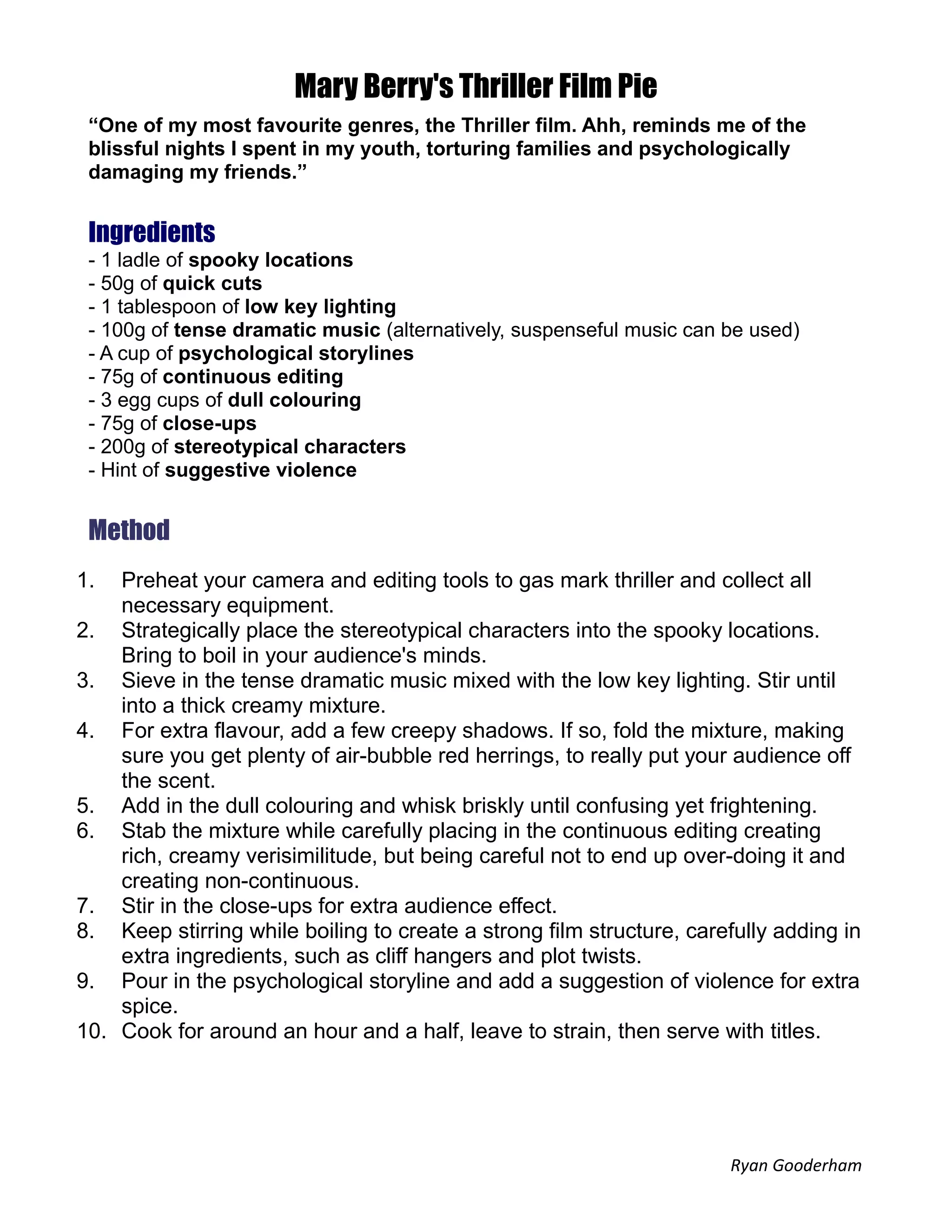 GENRE RECIPE - Thriller Films | DOC