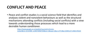 GLOBAL PERSPECTIVE CAMBRIDGE IGCSE: CONFLICT AND PEACE | PPTX