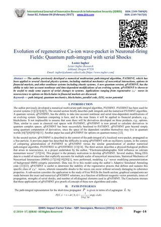 Evolution of regenerative Ca-ion wave-packet in Neuronal-firing Fields: Quantum path-integral ...