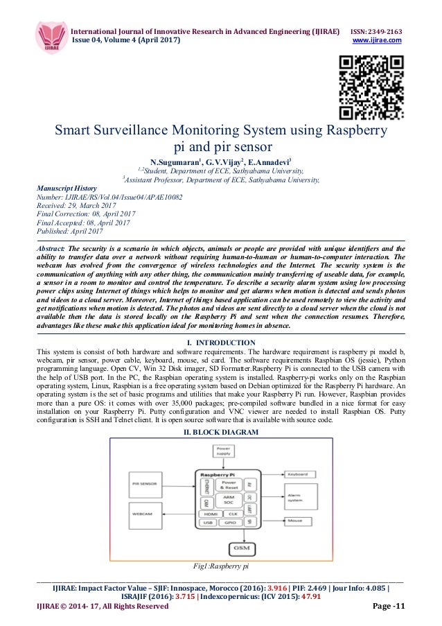 Iot Based Smart Surveillance Security System Using Raspberry Pi Raspberry