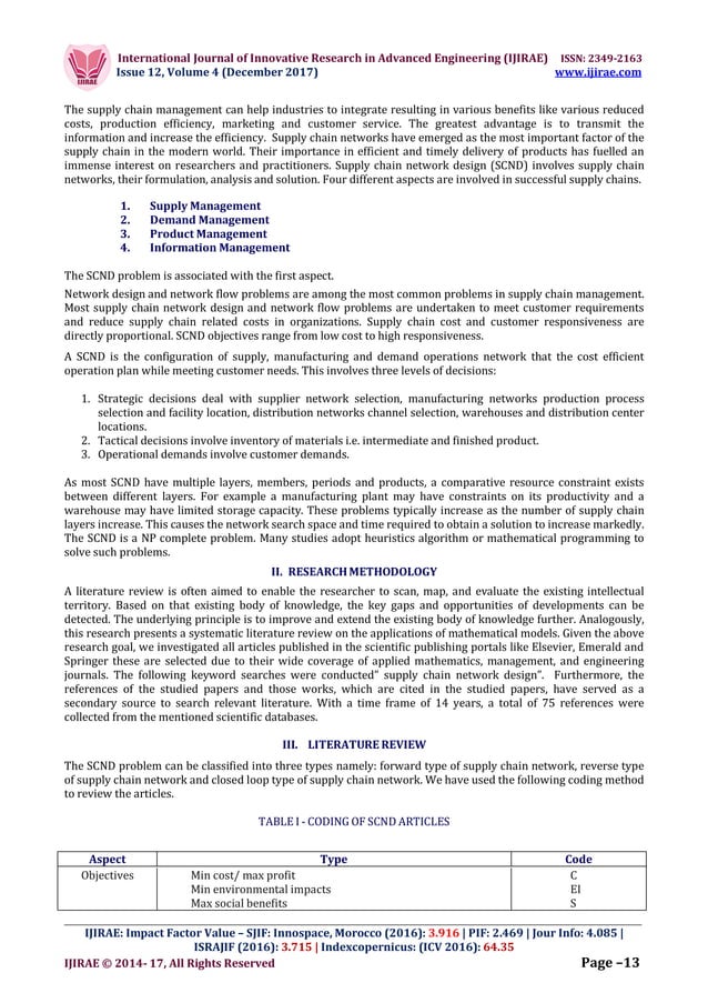 A Review Of Mathematical Models For Supply Chain Network Design Pdf