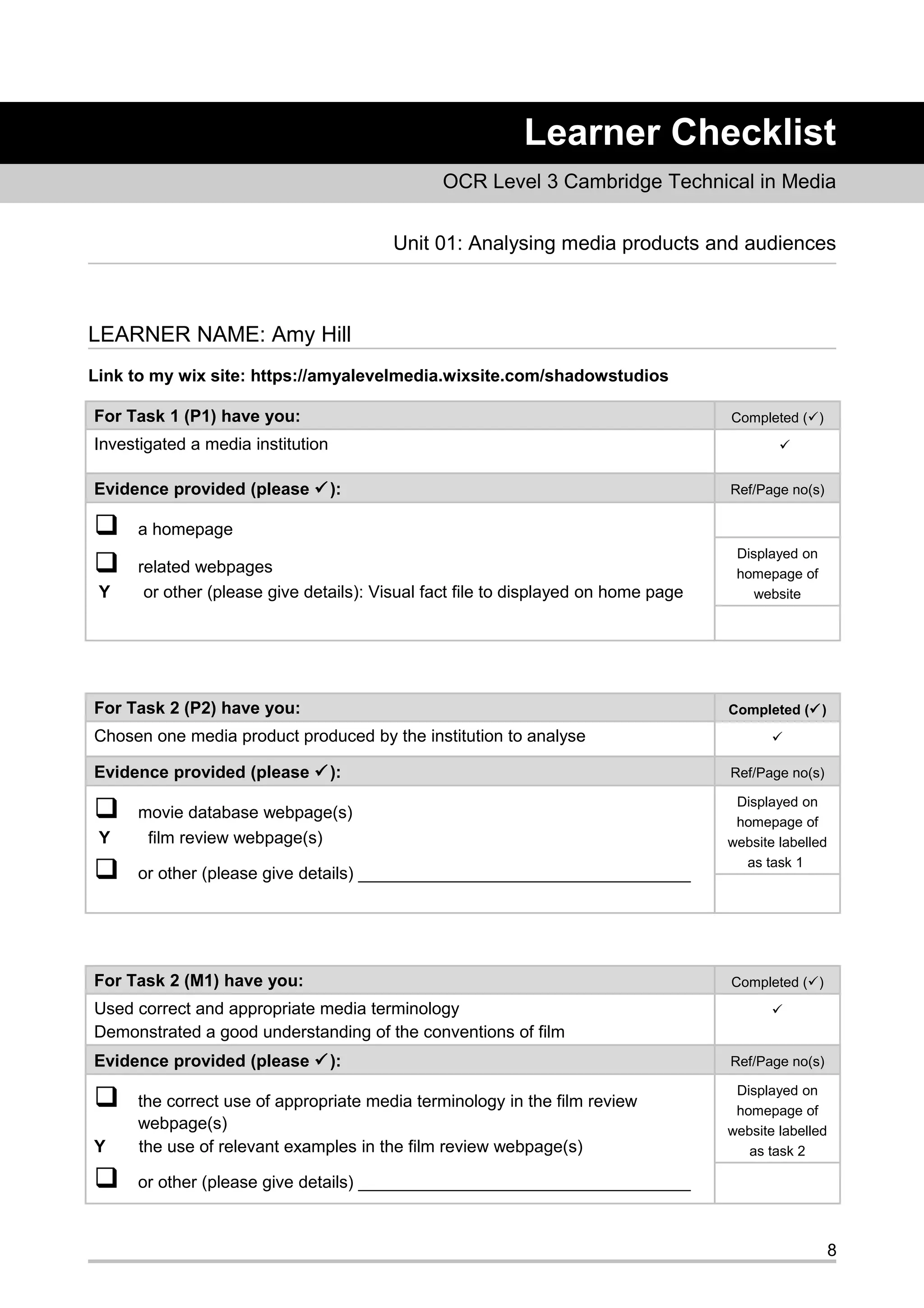 03. unit 1 student guidebook and checklist | DOC
