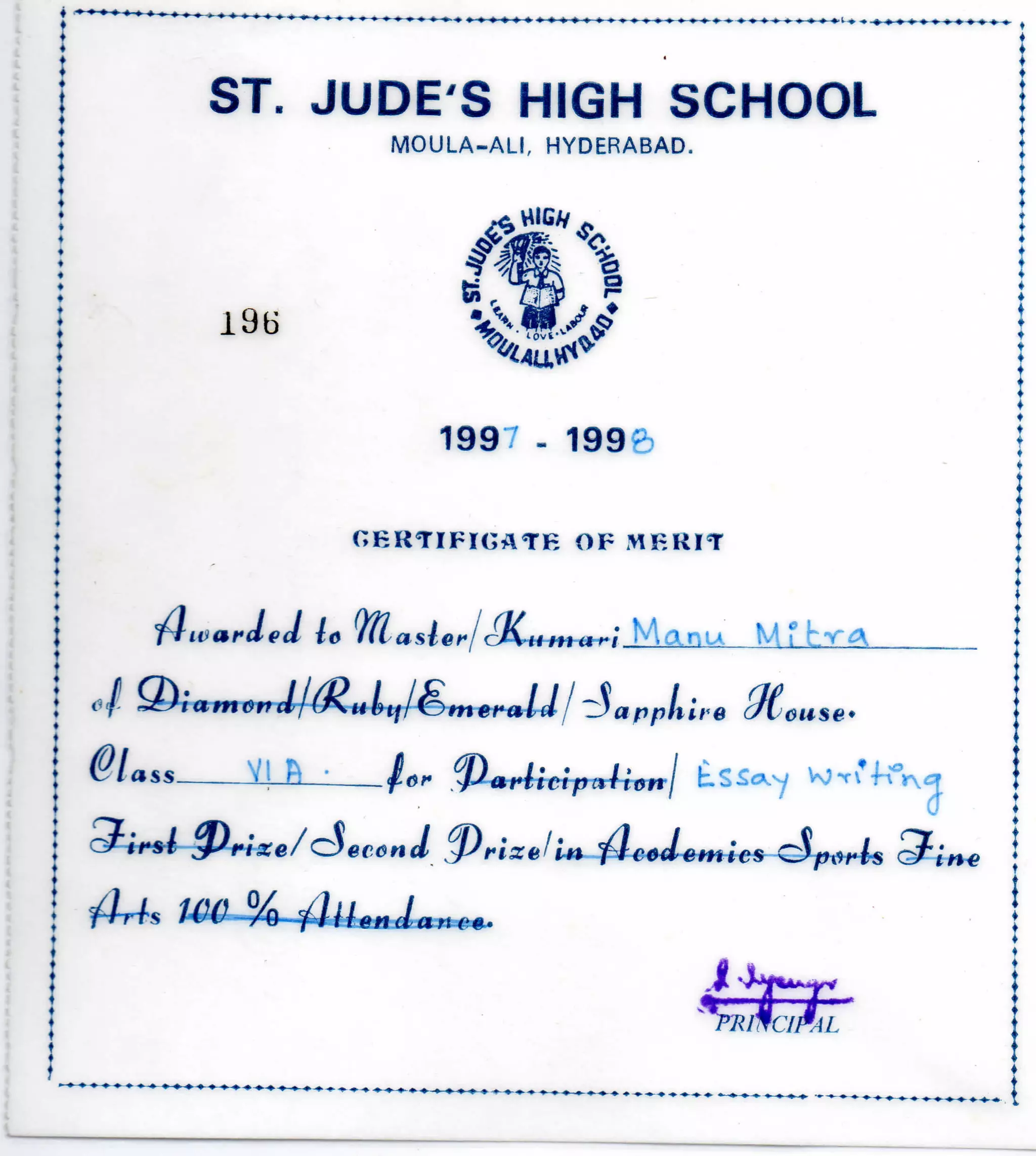 03. St. Jude's High School (Essay writing) Certificate | PDF