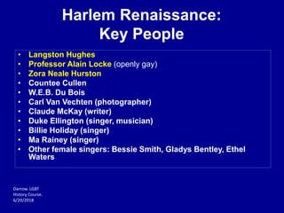 LGBT History: Harlem Renaissance and Lavender Scare | PPTX