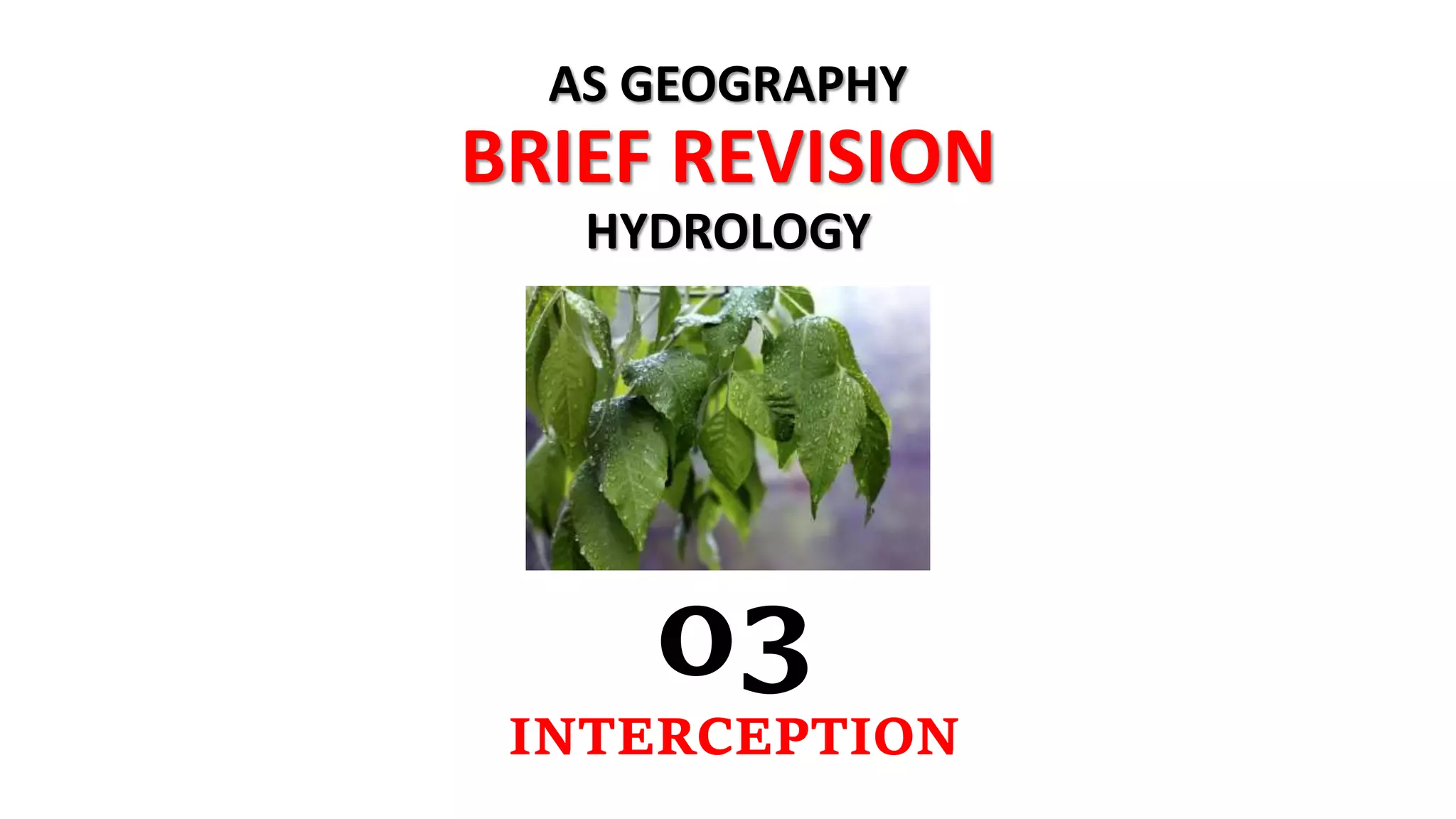 BRIEF REVISION - HYDROLOGY - 03. INTERCEPTION | PPTX