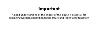 REVISION IGCSE CAMBRIDGE HISTORY: WAR GUILT CLAUSE | PPTX