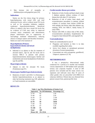 A study on prescription pattern and rational use of statins in tertiary care corporate hospital ...