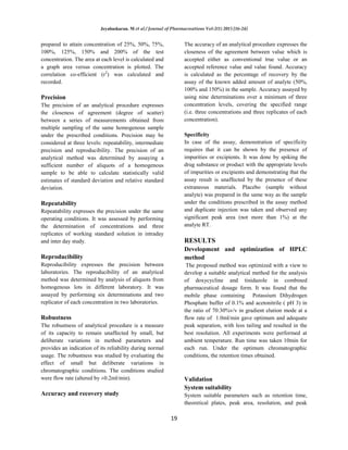 HPLC method development and validation for simultaneous estimation of Doxycycline and Tinidazole ...
