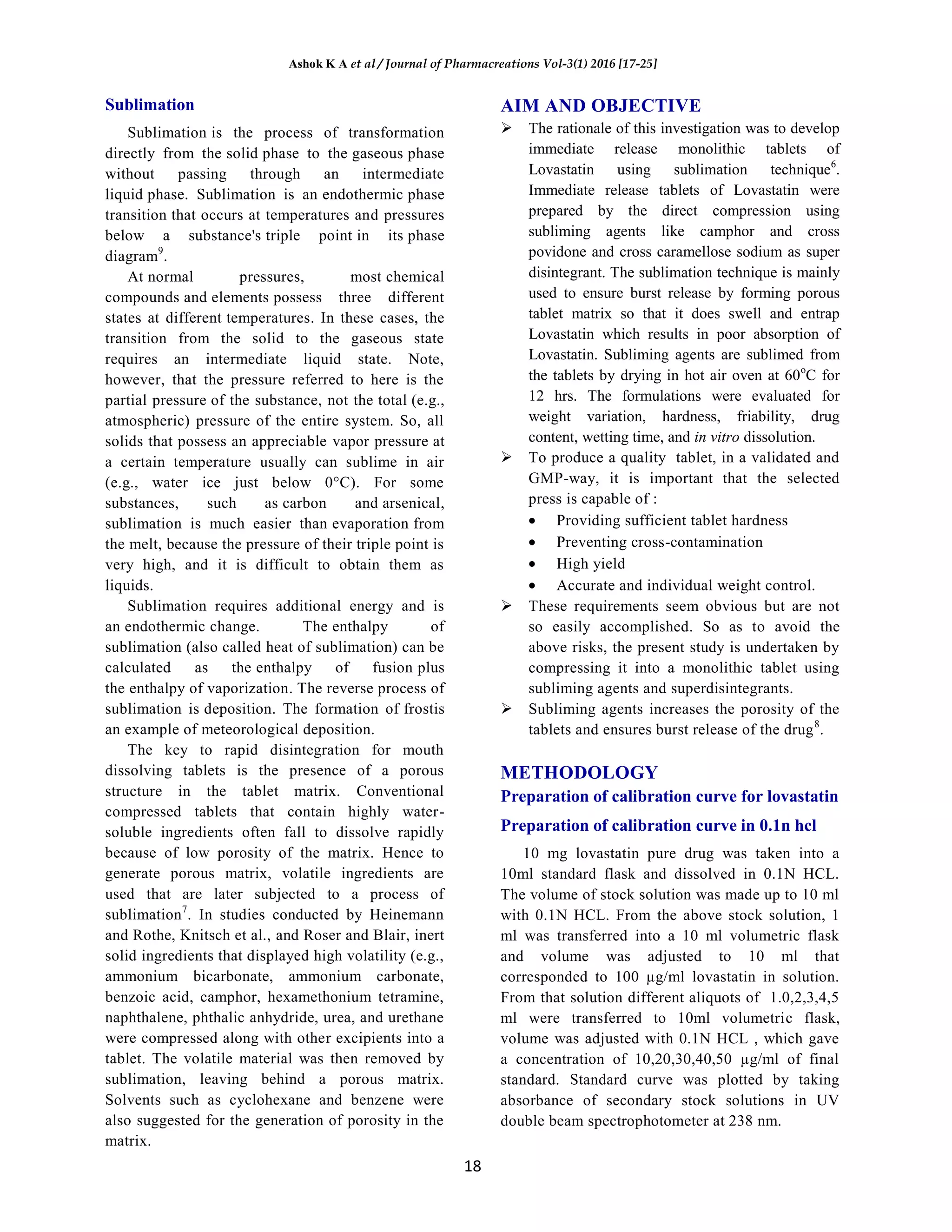 Formulation And Evaluation Of Lovastatin Porous Tablets Pdf