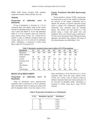 Formulation and evaluation of osmotic tablets of Ranolazine | PDF